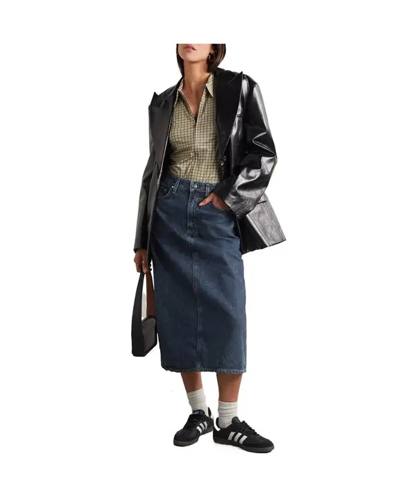 GOLDSIGN Mid-length Denim Midi Skirt