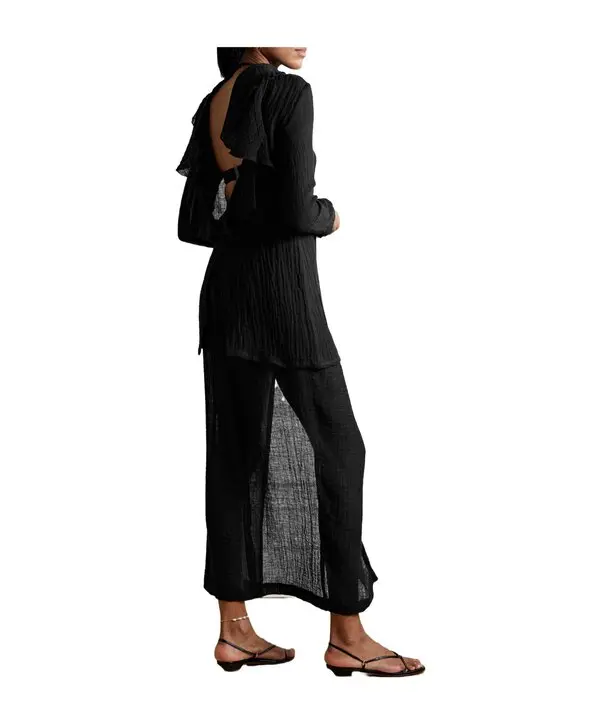 Lisa Marie Fernandez Open-back Ruffled Linen-blend Gauze Tunic