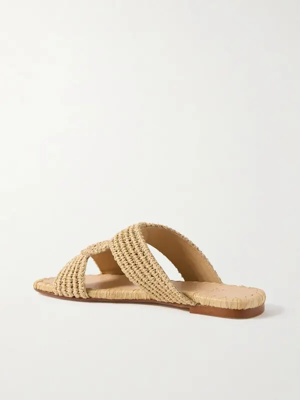 CastaÑer Handwoven Raffia Slide Sandals