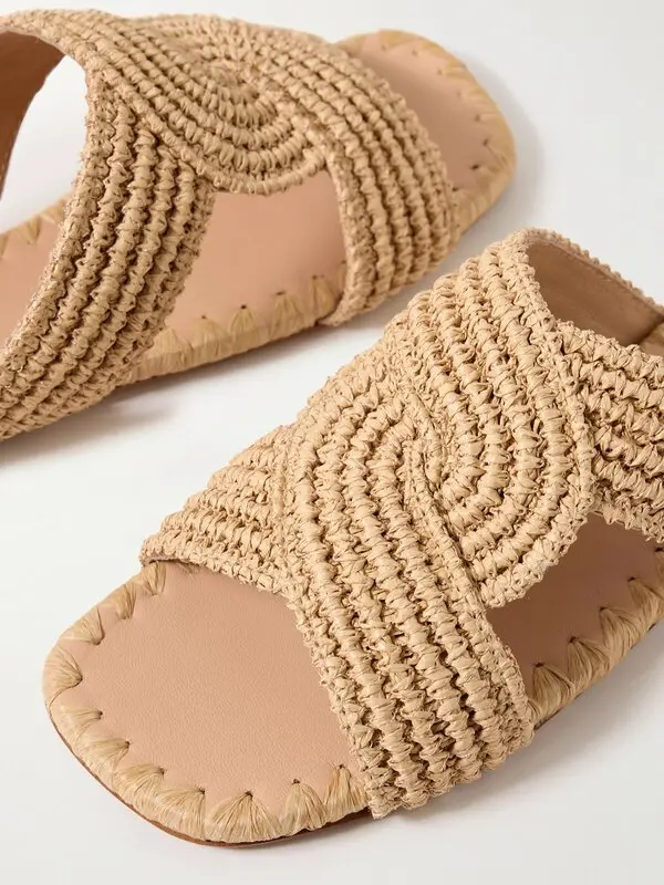 CastaÑer Handwoven Raffia Slide Sandals