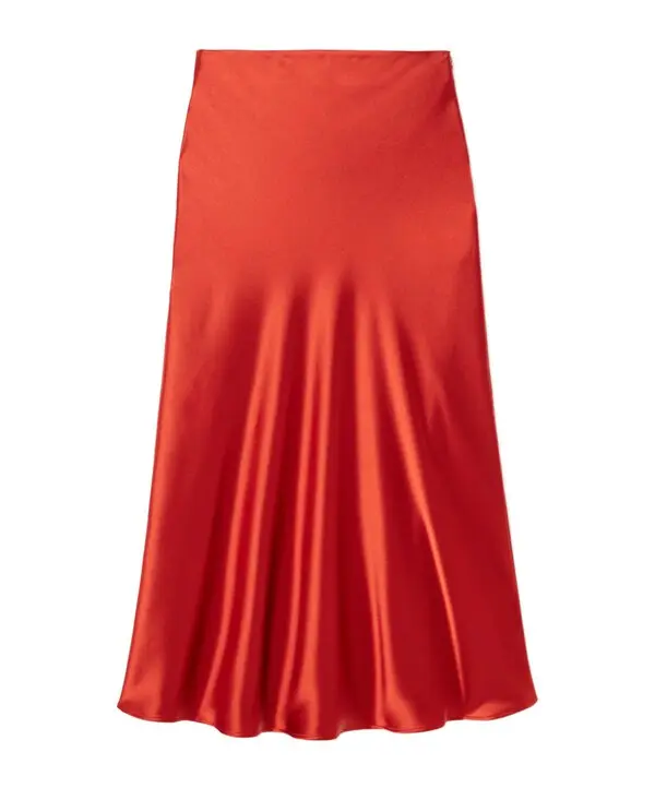 Galvan Valletta Draped Satin Midi Skirt