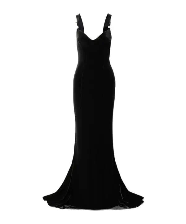 Galvan Velvet Sweetheart Neck Gown - No