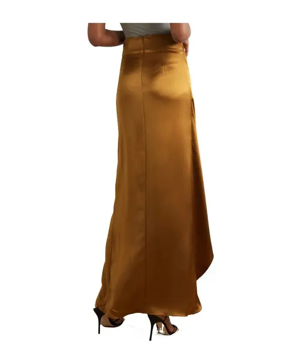 Galvan Asymmetric Satin Maxi Skirt