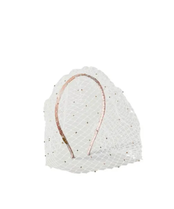 Eugenia Kim Crystal Embellished Fishnet Headband - White