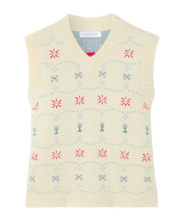 Calle Del Mar Floral Cashmere Vest