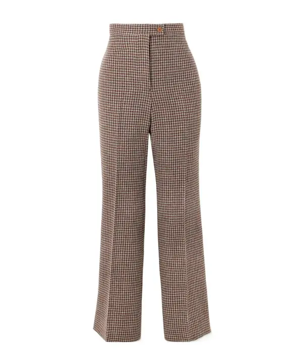 Giuliva Heritage Houndstooh Wool Wide-leg Pants