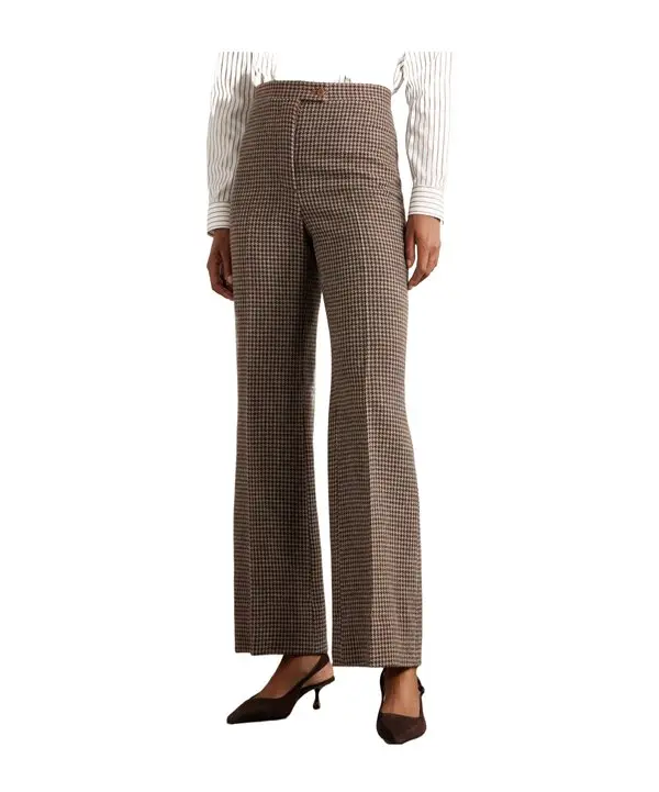 Giuliva Heritage Houndstooh Wool Wide-leg Pants