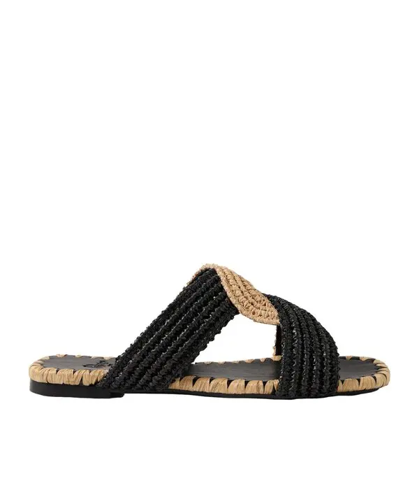 CastaÑer Square-toe Raffia Slides - No