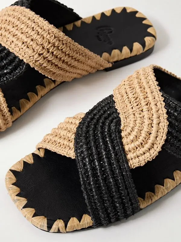 CastaÑer Square-toe Raffia Slides - No