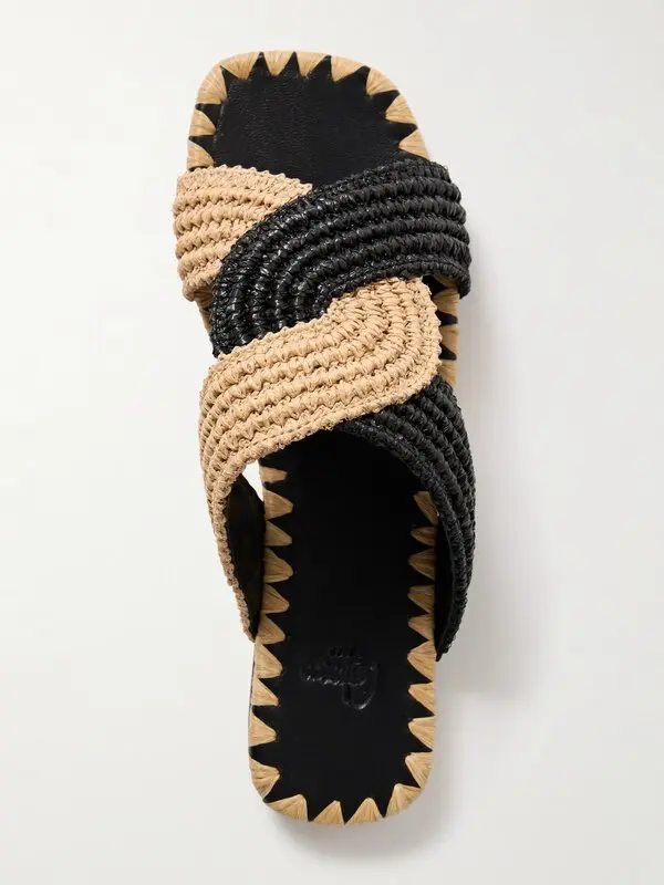 CastaÑer Square-toe Raffia Slides - No