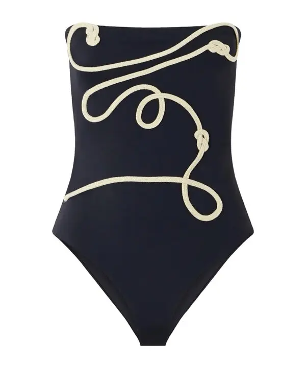 Johanna Ortiz Strapless Swimsuit With Rope Appliqu