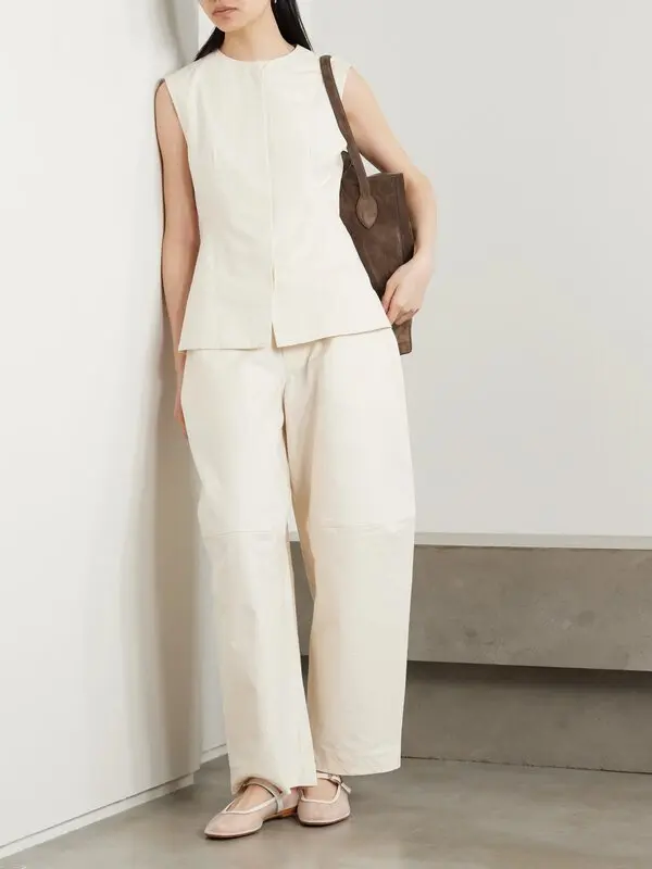LAUREN MANOOGIAN High-waisted Wide-leg Cotton Trousers
