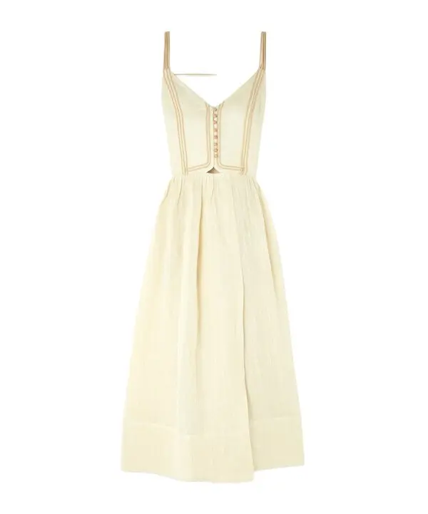 ZEUSDIONE Cream Gold Tulle Midi Skirt