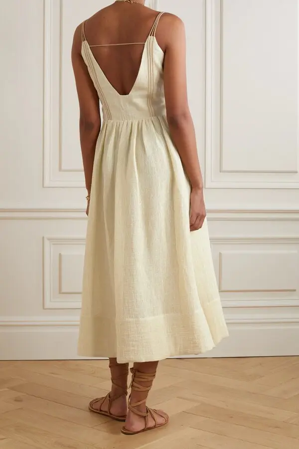 ZEUSDIONE Cream Gold Tulle Midi Skirt