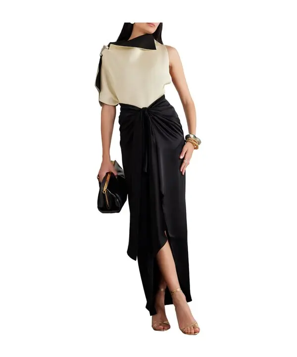 Galvan Asymmetric Satin Maxi Skirt