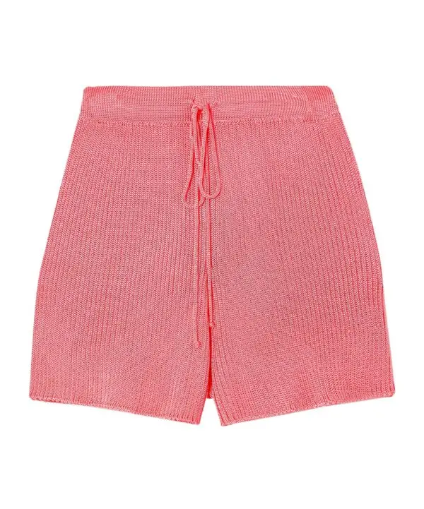 Calle Del Mar High-waisted Drawstring Knit Shorts