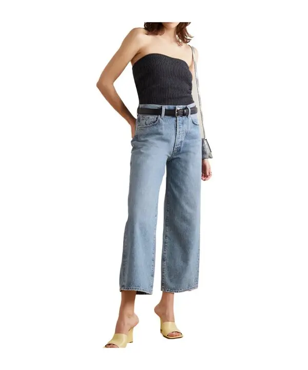 GOLDSIGN The Storey Cropped High-rise Wide-leg Jeans