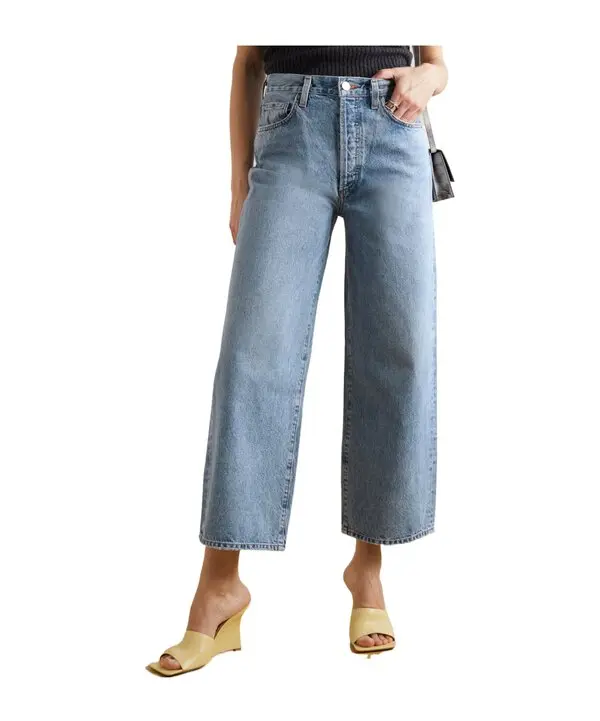 GOLDSIGN The Storey Cropped High-rise Wide-leg Jeans