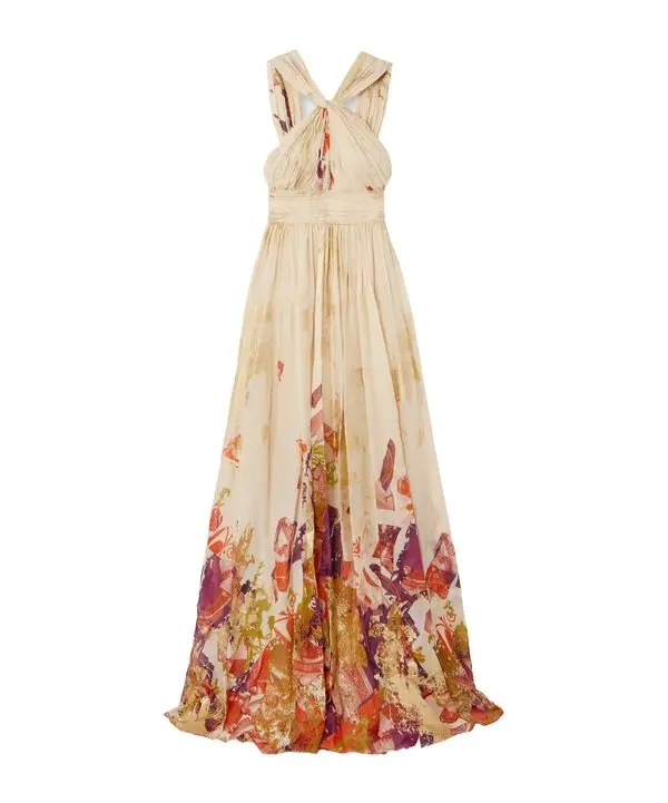 Zuhair Murad Printed Silk Chiffon Evening Gown - No