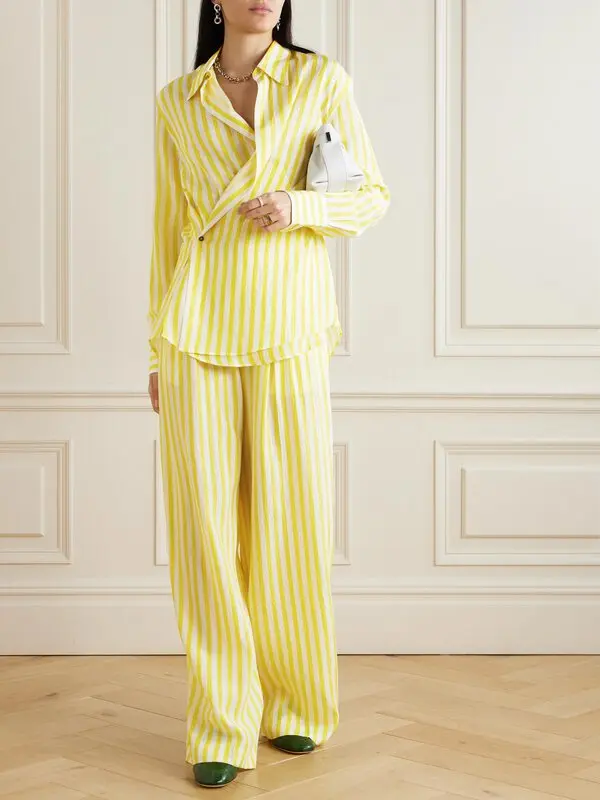PETAR PETROV High-waisted Silk Wide-leg Trousers