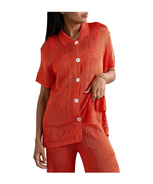 Calle Del Mar Crochet Knit Shirt