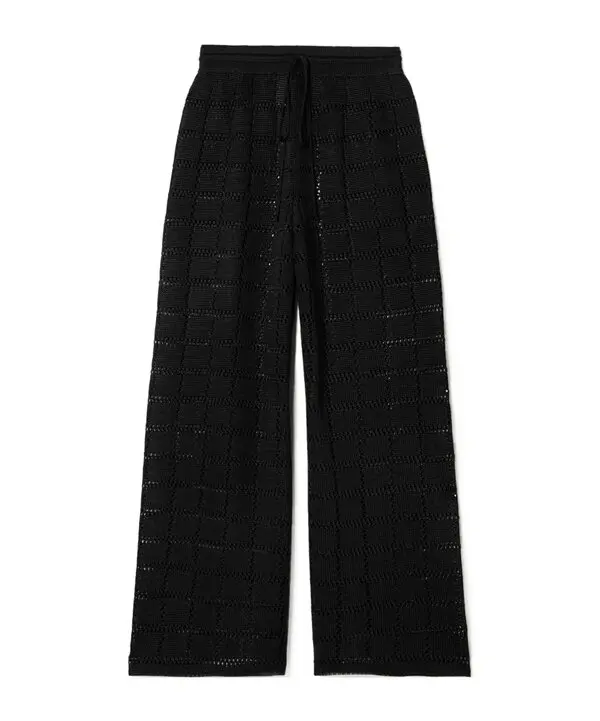 Calle Del Mar Pointelle Knit Wide-leg Trousers