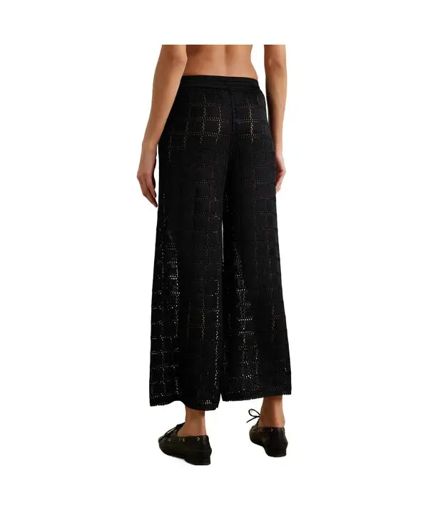 Calle Del Mar Pointelle Knit Wide-leg Trousers