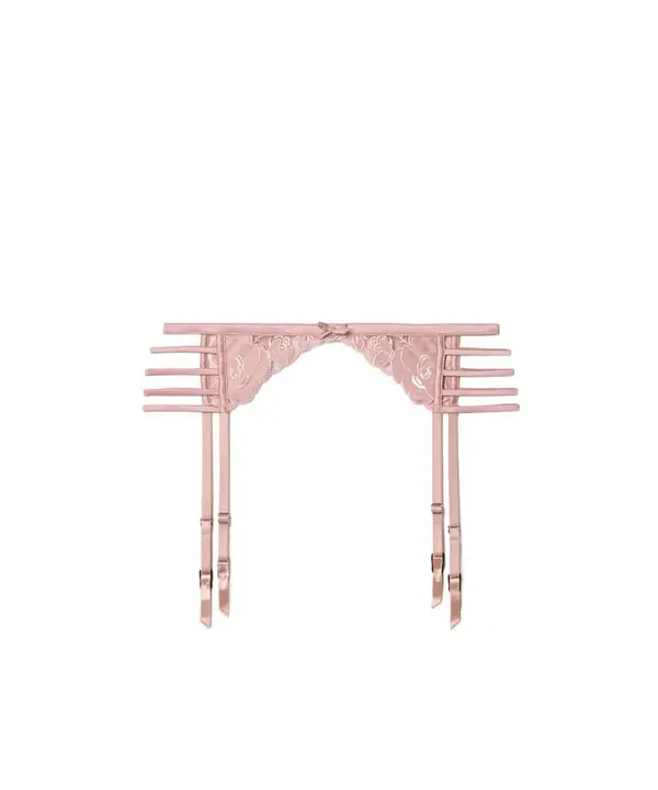 FLEUR DU MAL Rose Cutout Silk-blend Satin-trimmed Embroidered Tulle Suspender Belt - No