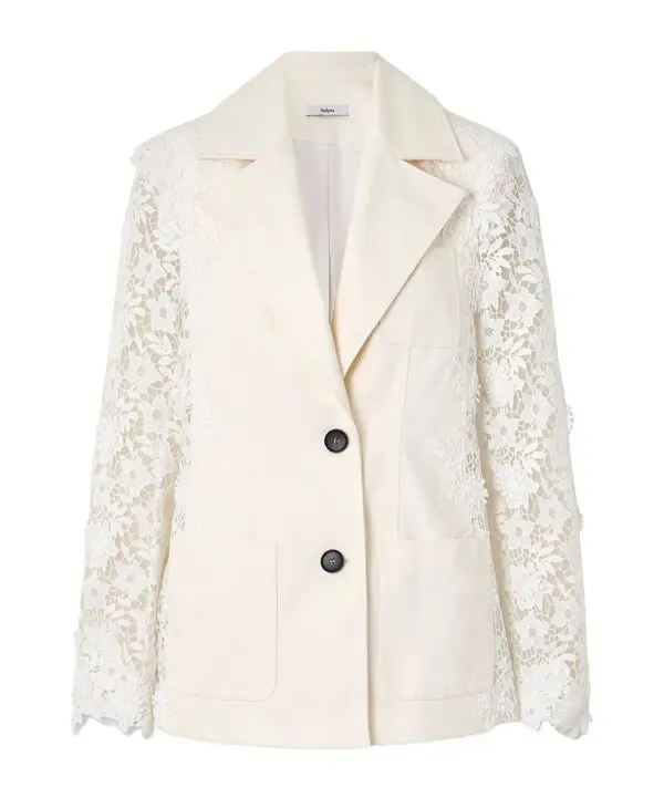 SAFIYAA LONDON Cannis Cotton-drill And Guipure-lace Blazer