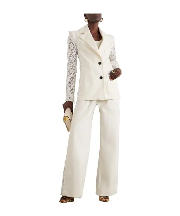 SAFIYAA LONDON Cannis Cotton-drill And Guipure-lace Blazer