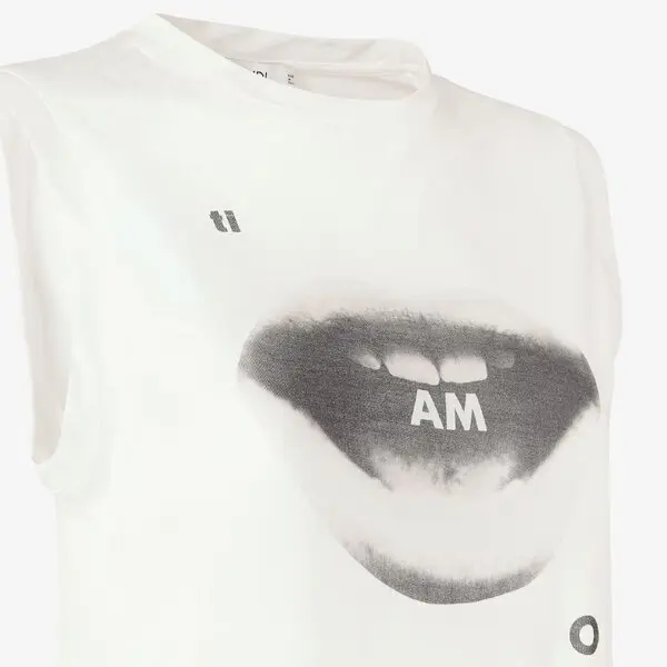 Fendi Ivory Jersey Top With Ti Amo Print