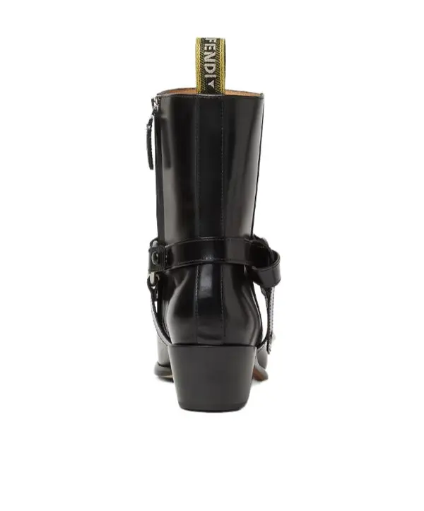 Fendi Square Toe Zip Up Boots