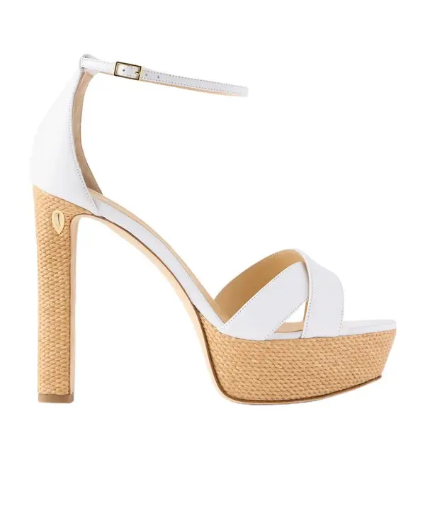 Jennifer Chamandi Leo Leather And Raffia Platform Sandals