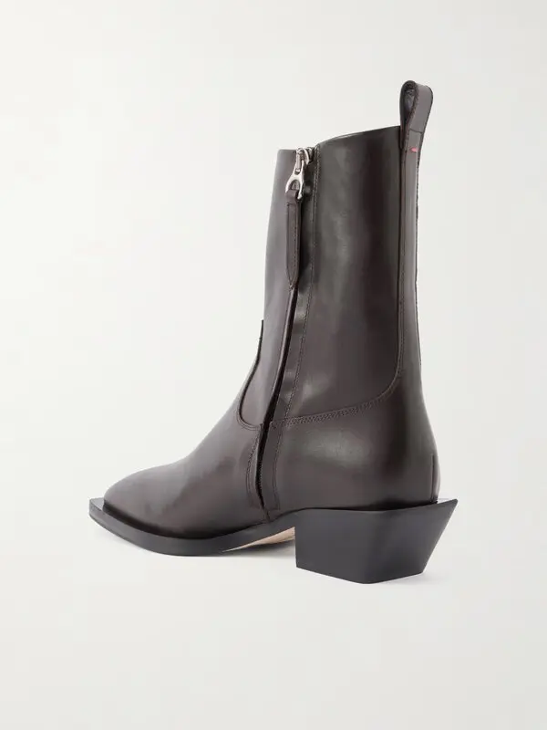 AeydĒ Solid Color Leather Ankle Boots