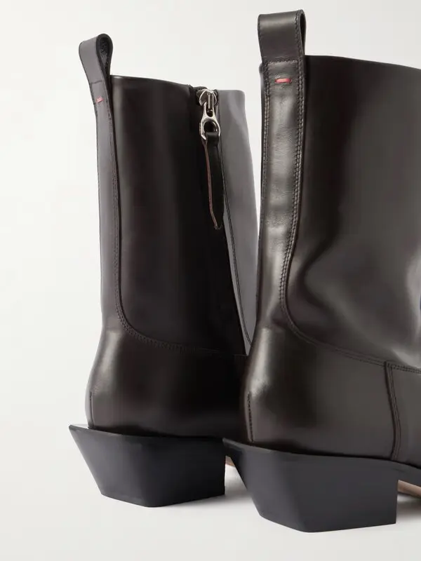 AeydĒ Solid Color Leather Ankle Boots