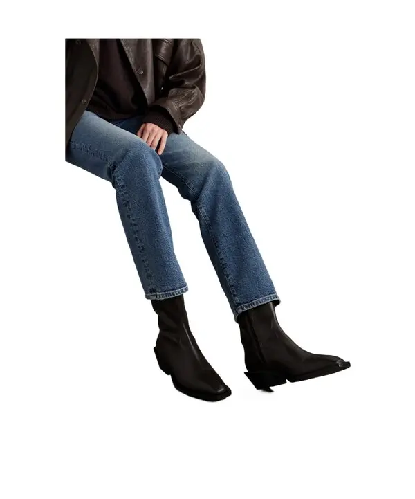 AeydĒ Solid Color Leather Ankle Boots