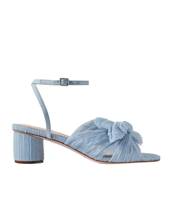 LOEFFLER RANDALL Dahlia Plissé-organza Bow Sandals - Blue