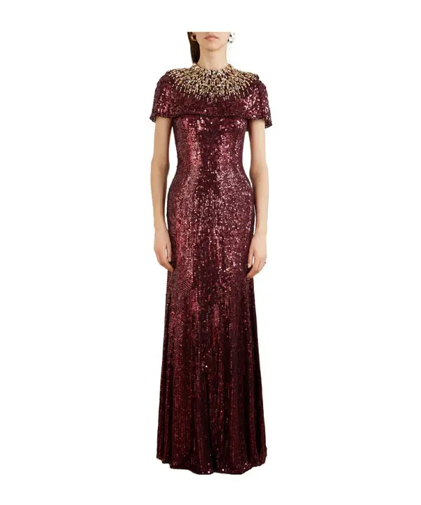 Jenny Packham Sequined Crepe Gown