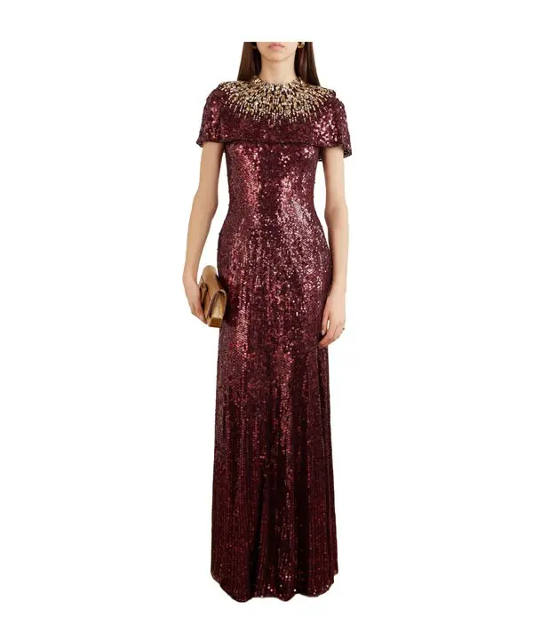 Jenny Packham Sequined Crepe Gown