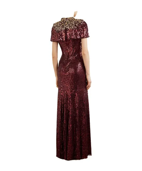 Jenny Packham Sequined Crepe Gown