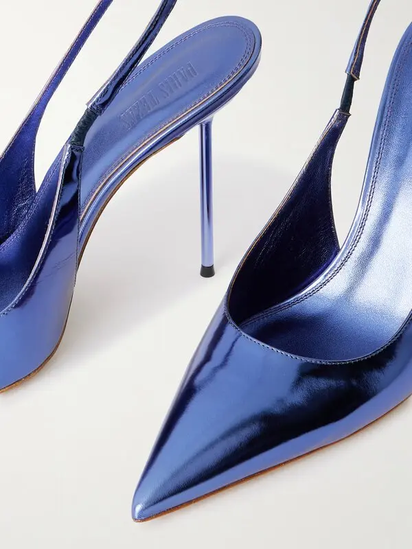 Paris Texas Mirrored Leather Slingback Pumps