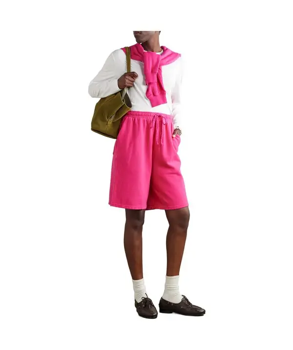 THE ELDER STATESMAN Cotton And Cashmere-blend Drawstring Shorts