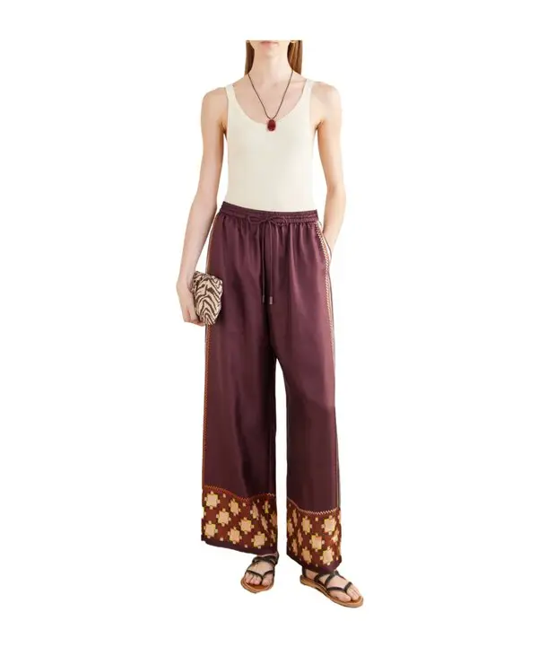 ALEMAIS Wilson Silk-twill Wide-leg Pants