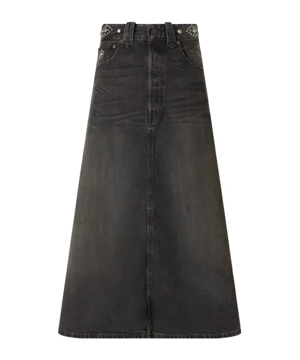 Ralph Lauren Studded A-line Denim Skirt