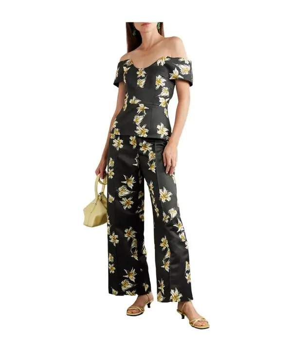 EMILIA WICKSTEAD Off The Shoulder Floral-print Faille Bustier Top