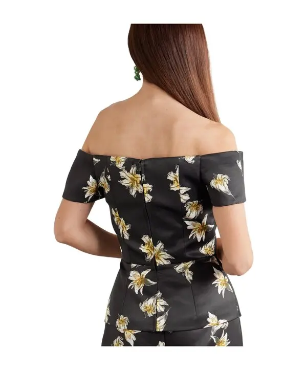 EMILIA WICKSTEAD Off The Shoulder Floral-print Faille Bustier Top