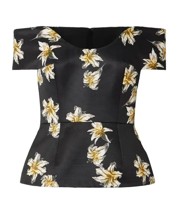 EMILIA WICKSTEAD Off-the-shoulder Floral-print Faille Bustier Top - No