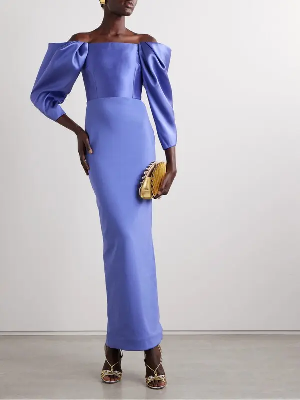 Solace Off-the-shoulder Straight-fit Gown