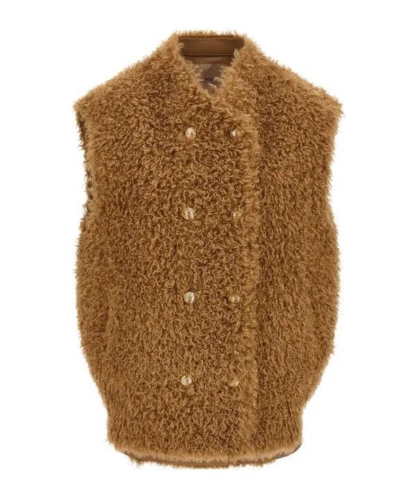 TWINSET Teddy Double-breasted Vest Coat