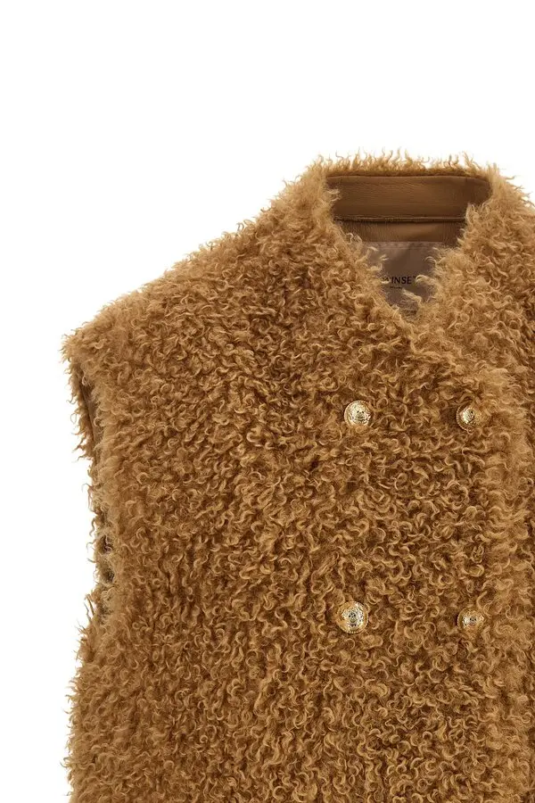TWINSET Teddy Double-breasted Vest Coat